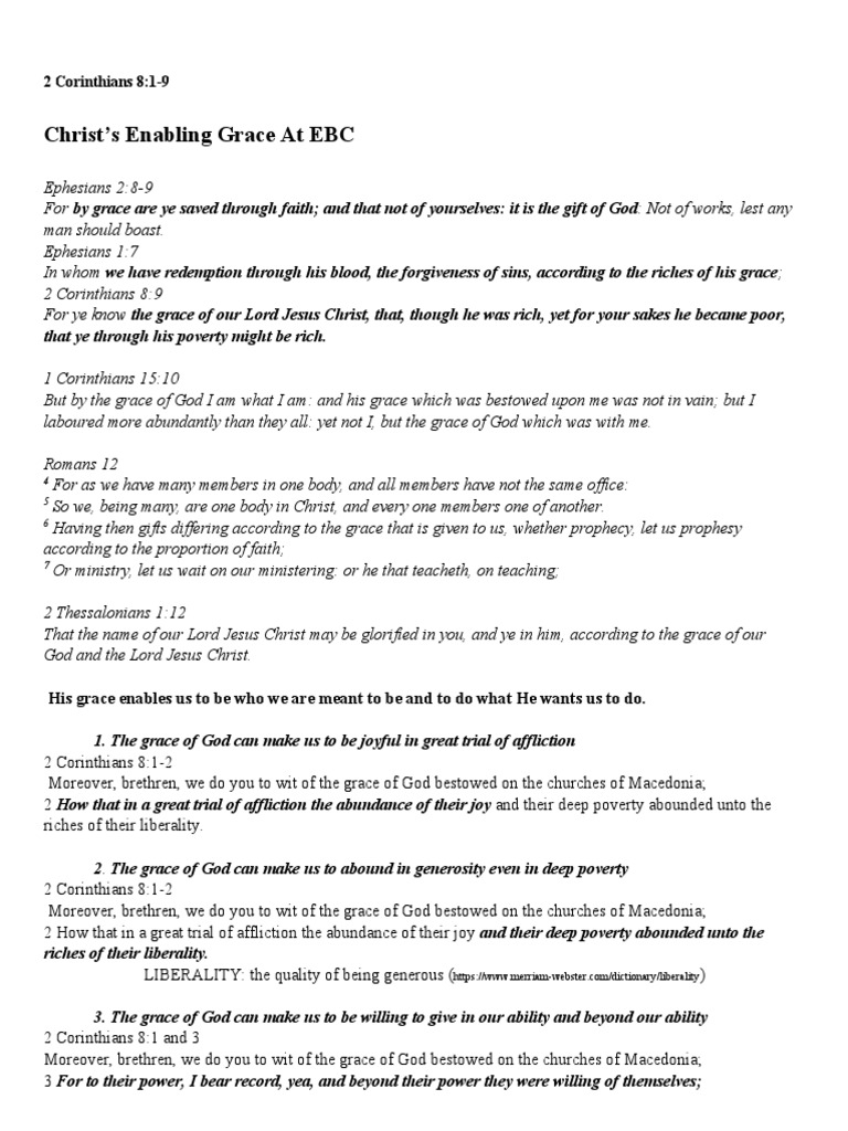 Christ's Enabling Grace at EBC | PDF | Grace In Christianity | Serpents ...