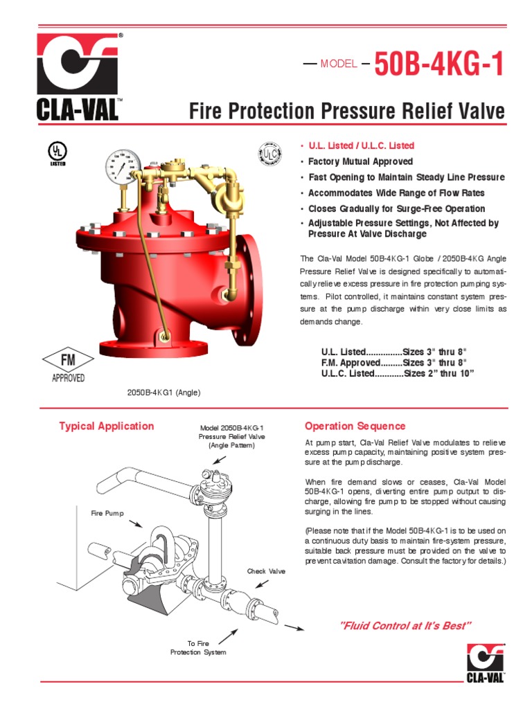 Claval Pressure Relief Valve (UL&FM) | PDF | Valve | Pump