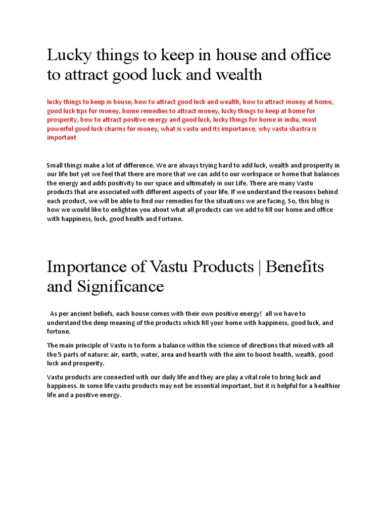 Lucky Things To Keep in House and Office To Attract Good Luck and ...