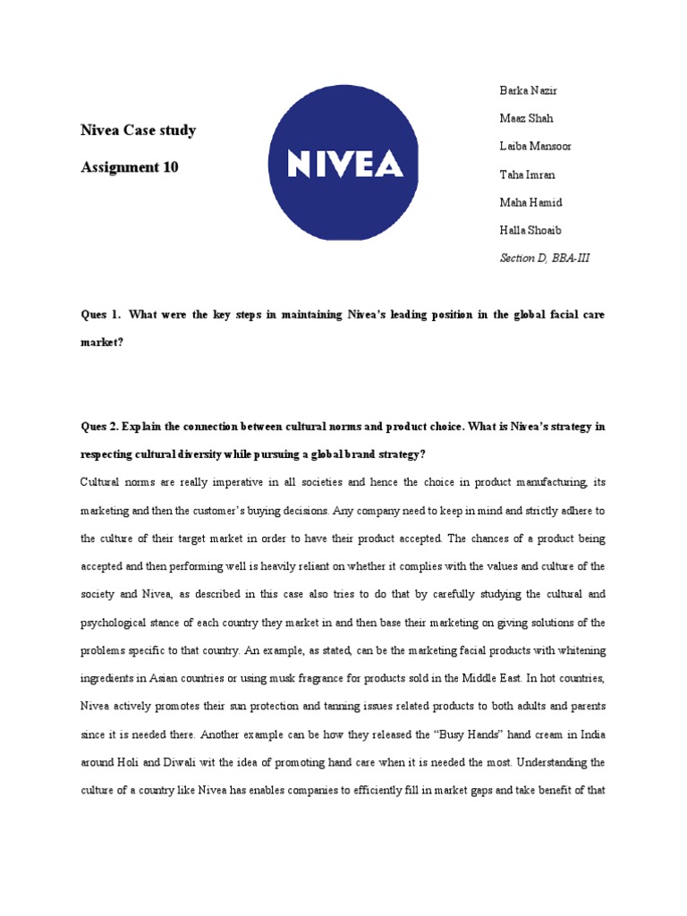 Nivea Case Study - Assignment 10 | PDF | Digital Marketing | Brand