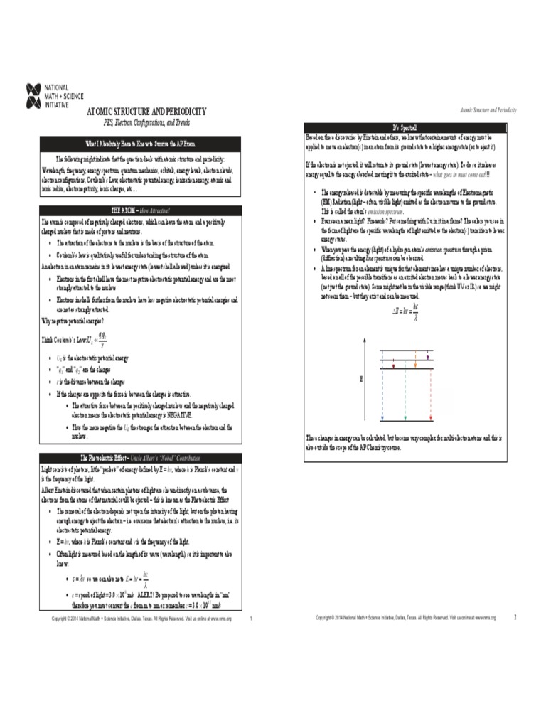 Ap Chem Unit 1 Review Packet | PDF | Electron Configuration | Periodic ...