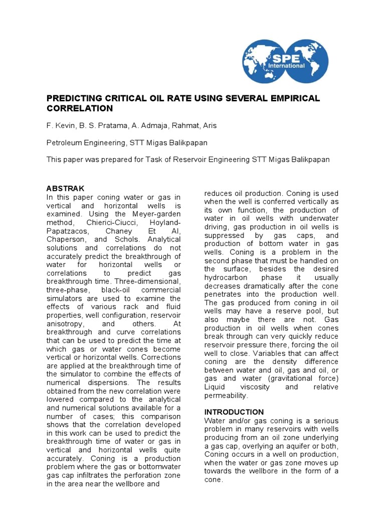 Paper Water Coning and Gas Coning | PDF | Petroleum Reservoir | Petroleum