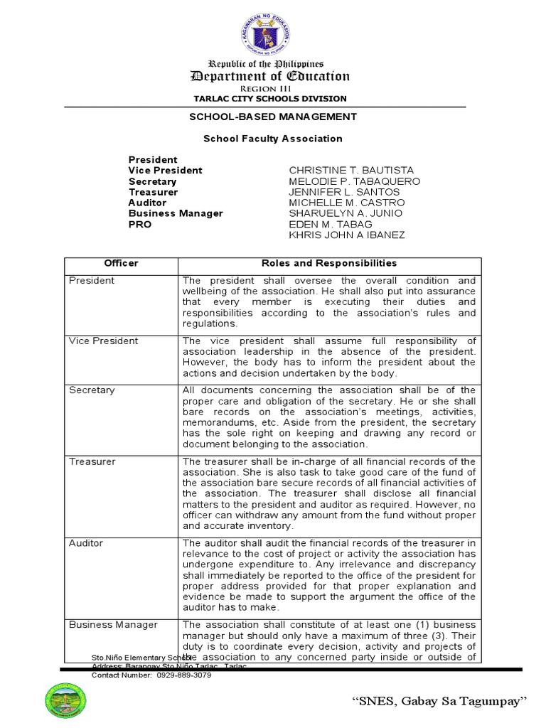 SFA Roles and Responsibilities | PDF | Policy | Business