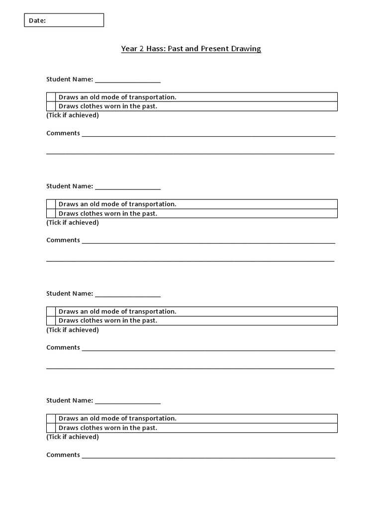 Year 2 Hass Drawing Checklist | PDF