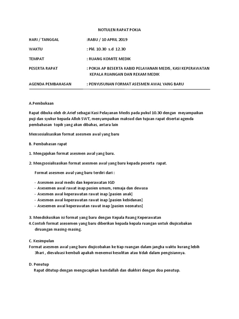 Notulen Rapat Pokja | PDF