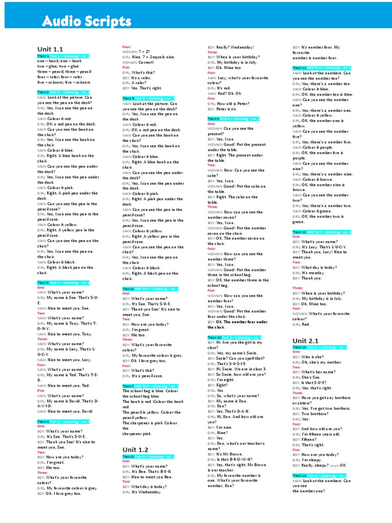 Audioscripts Tests Pdf Clothing