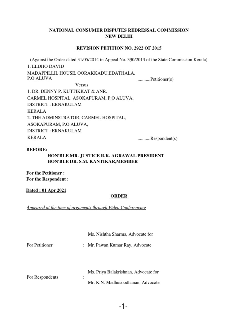 National Consumer Disputes Redressal Commission New Delhi Revision ...