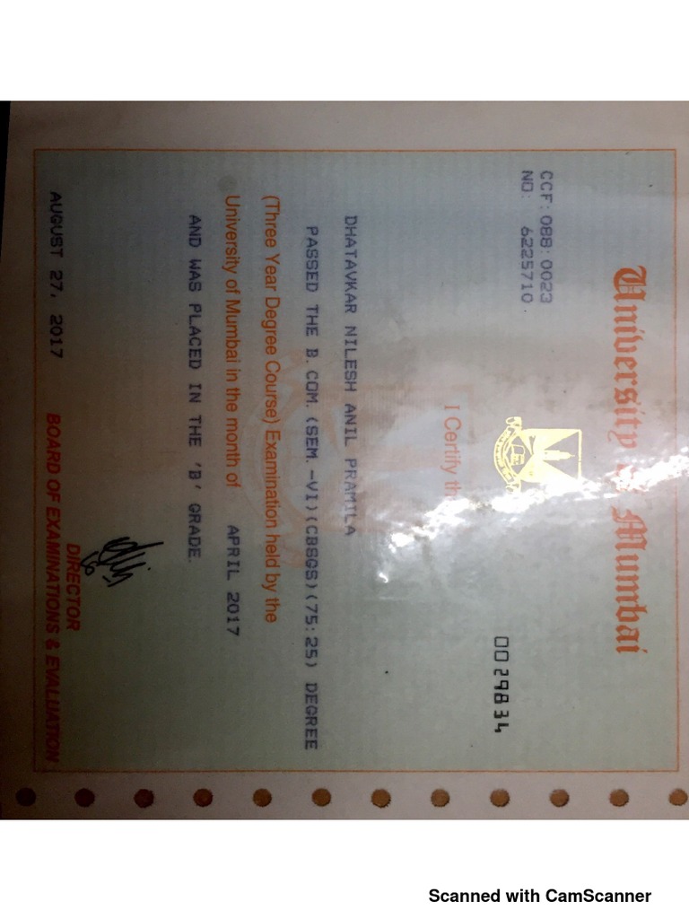 Bcom Marksheet | PDF