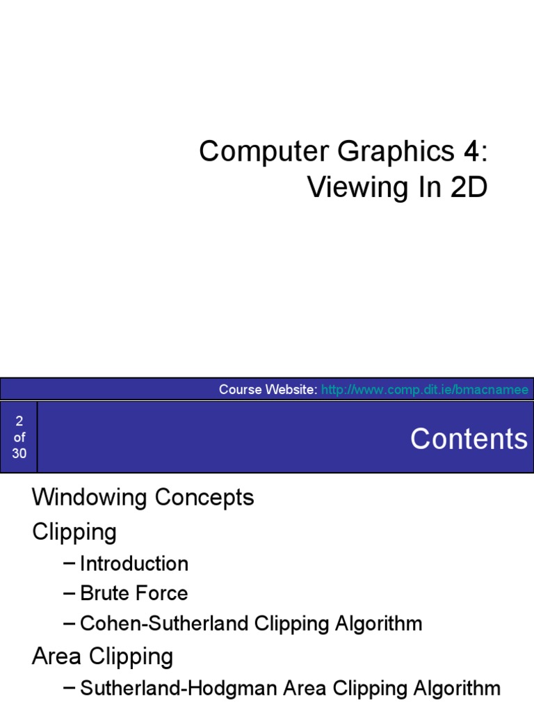 Computer Graphics 4: Viewing in 2D: Course Website | PDF | Algorithms ...