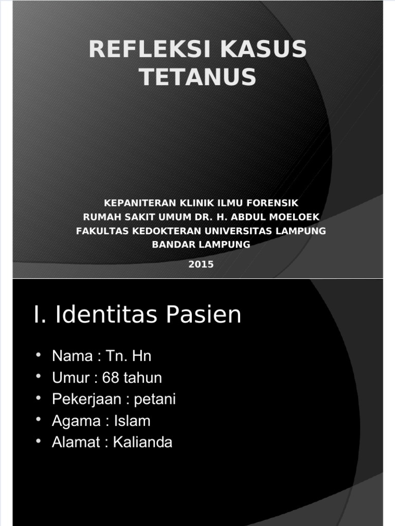 Refleksi Kasus Tetanus di Rumah Sakit | PDF