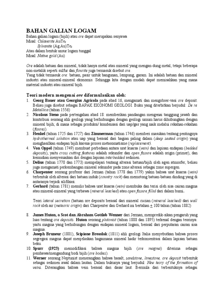 Bahan Galian Logam | PDF