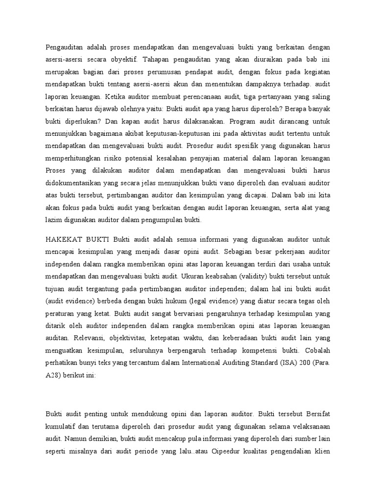 Pengauditan Adalah Proses Mendapatkan Dan Mengevaluasi Bukti Yang Berkaitan Dengan Asersi | PDF