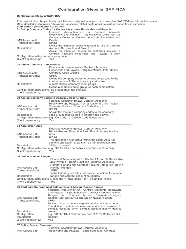 Configuration Steps in Sap Fica 1 Compress | PDF