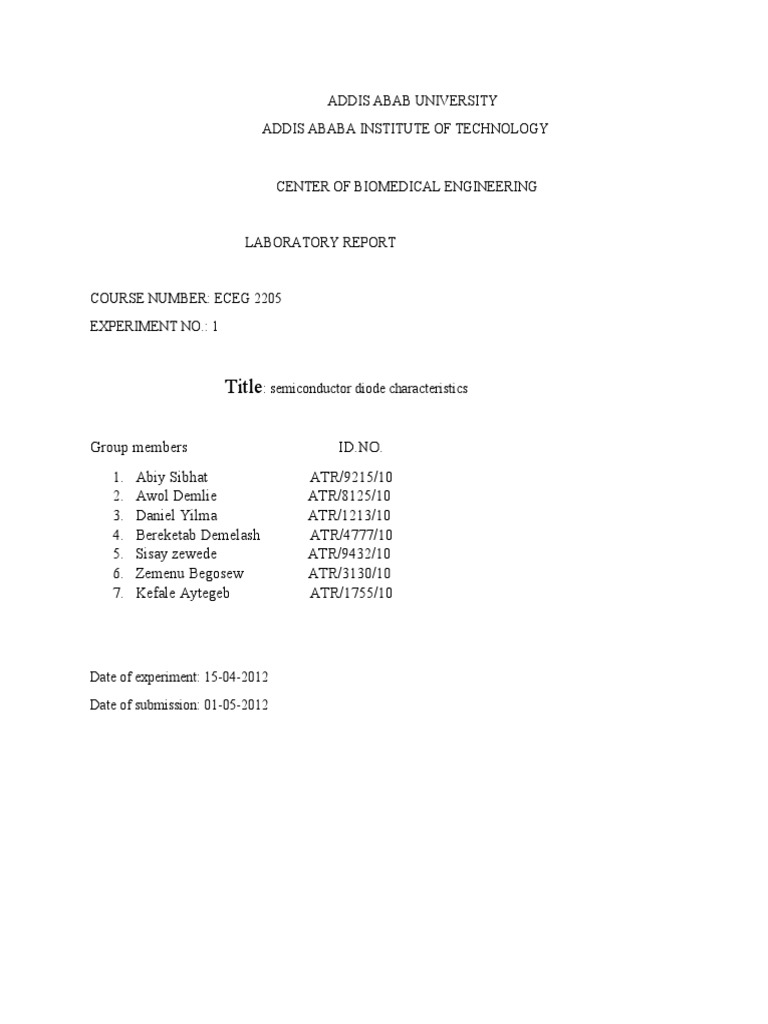 Electronics Lab Report 1 | PDF | Diode | P–N Junction