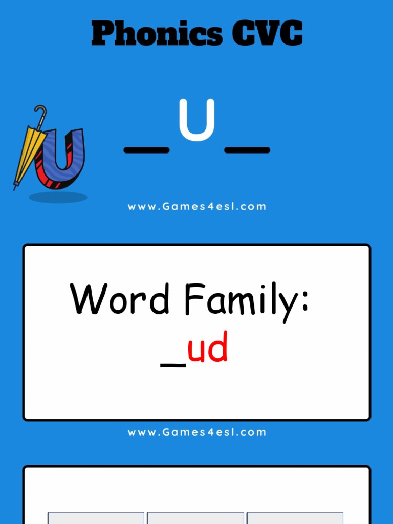 Word Families: _ud, _up, _us | PDF