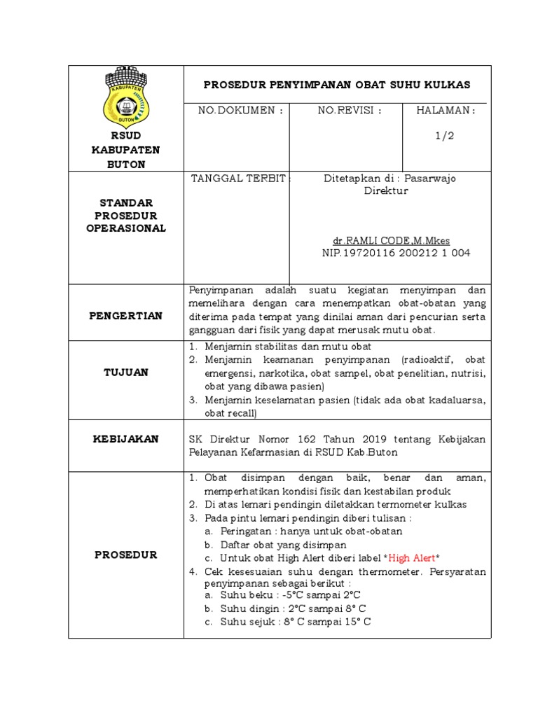 Sop Penyimpanan Obat Suhu Kulkas Pdf