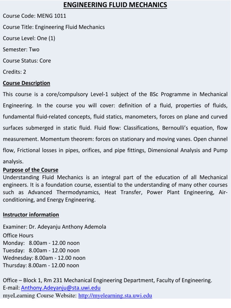 Course Description: Anthony - Adeyanju@sta - Uwi.edu | PDF | Shear ...