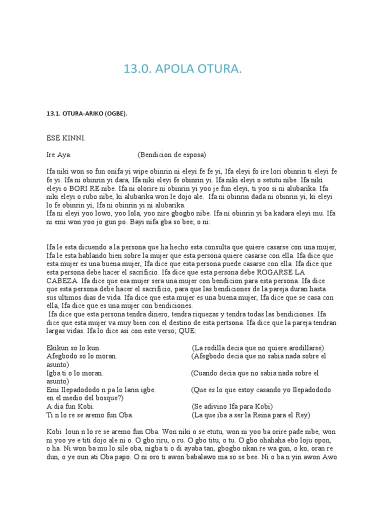 13.0. Apola Otura. | PDF | Santeria | Religión étnica