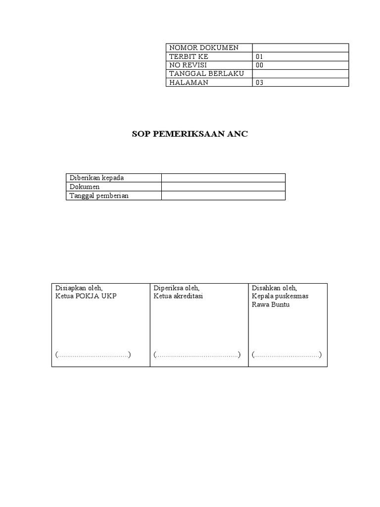 Sop Pemeriksaan Anc | PDF