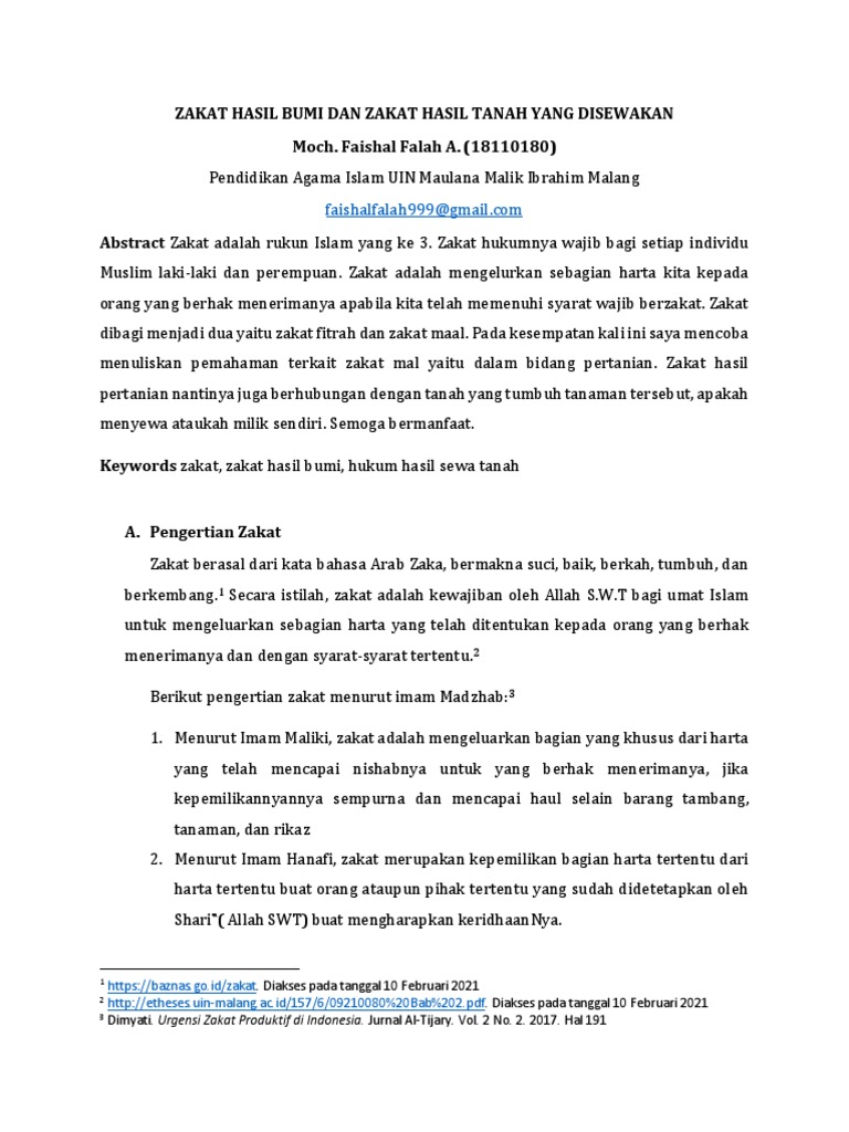 Zakat Hasil Bumi Dan Zakat Hasil Tanah Yang Disewakan | PDF