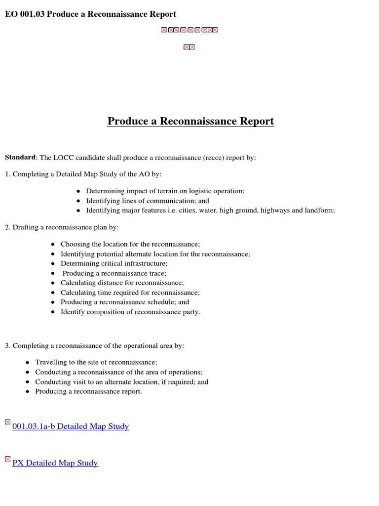 Eo 00103 Produce A Reconnaissance Report | PDF