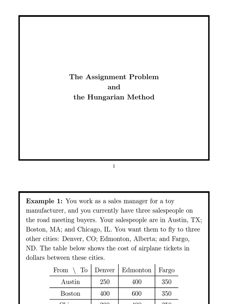 Assignment Hungarian Method | PDF