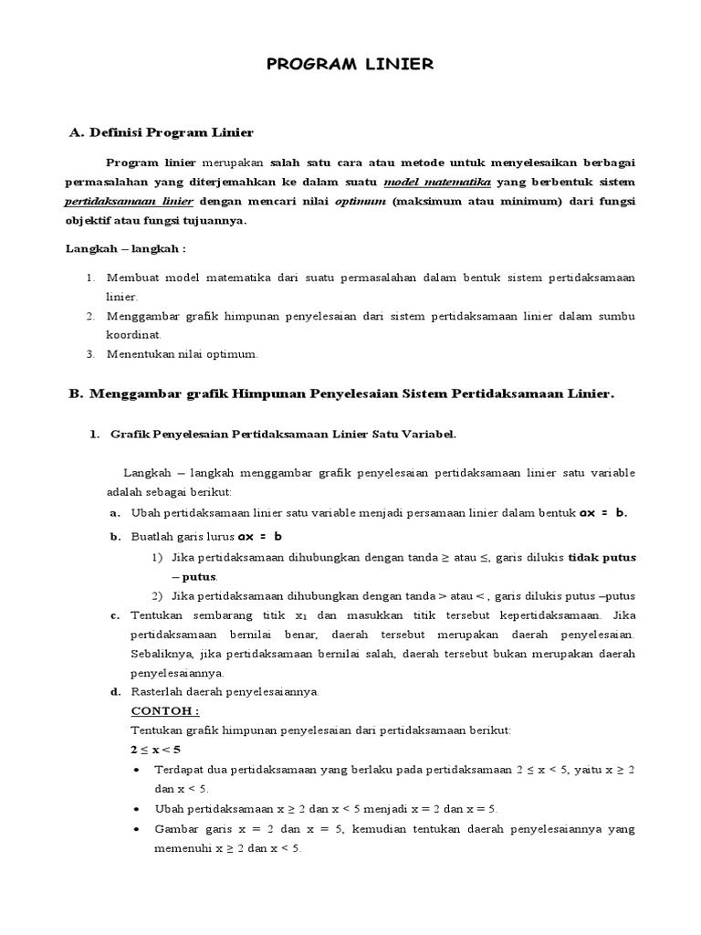 Panduan Dasar Program Linier | PDF