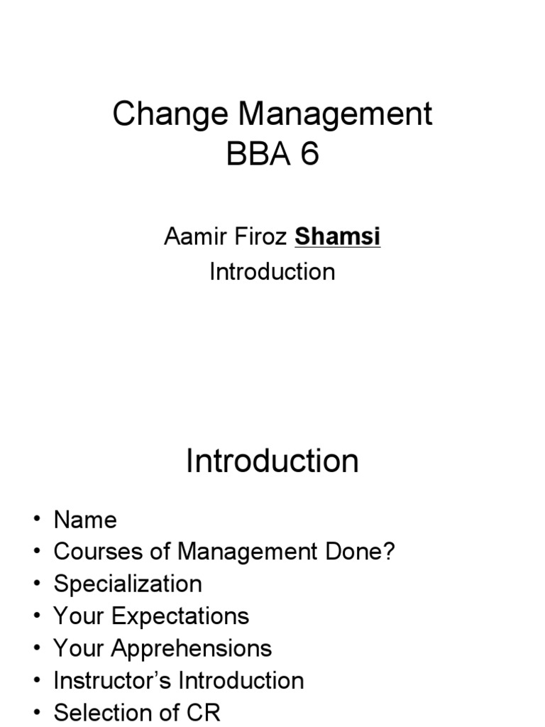 Change Management, Introduction | PDF | Leadership | Goal Setting