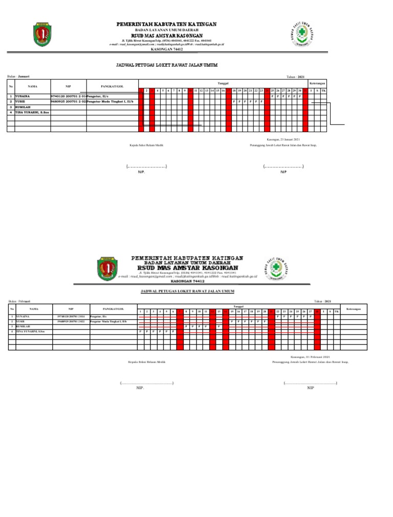 Contoh Jadwal Petugas Loket | PDF