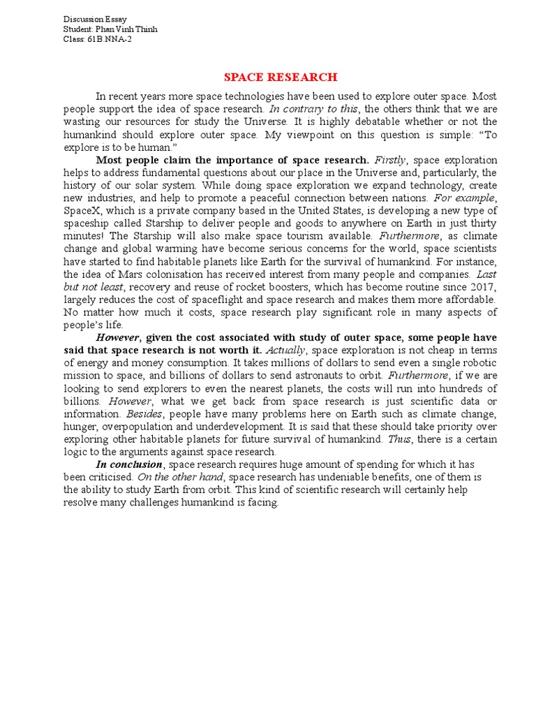 The Importance of Space Research Debate | PDF | Space Exploration | Space