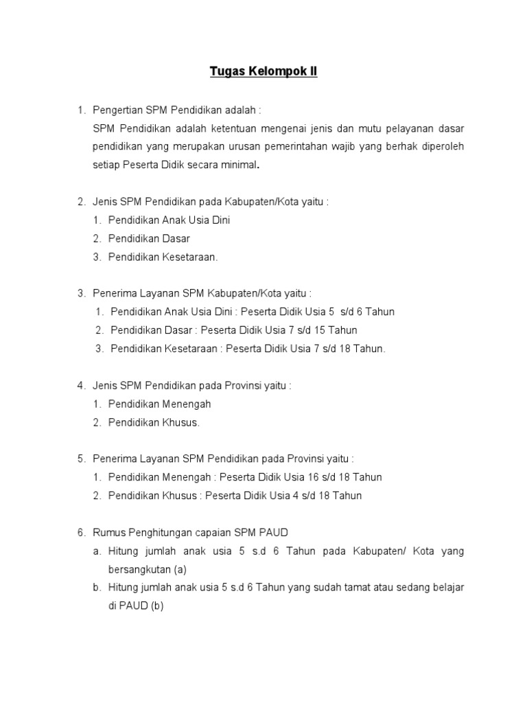 Standar Pelayanan Minimal Pendidikan | PDF | Kesehatan Holistik