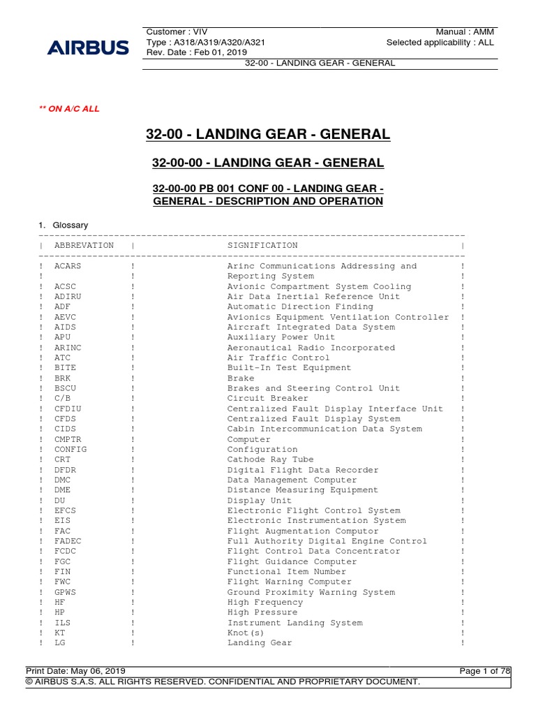 AMM 32-00 Landing Gear General 01 | PDF | Anti Lock Braking System ...