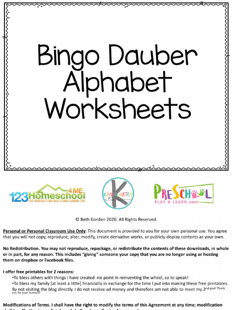Bingo Dauber Alphabet Worksheets A | PDF