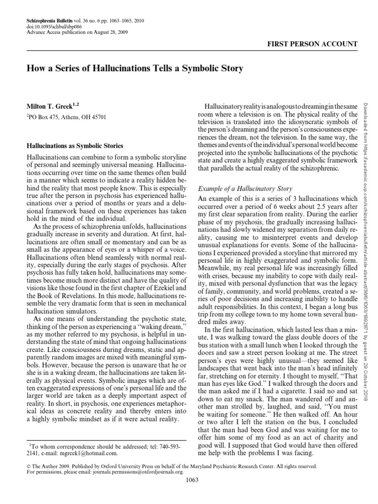Hallucinations as Symbolic Stories | PDF | Psychosis | Hallucination