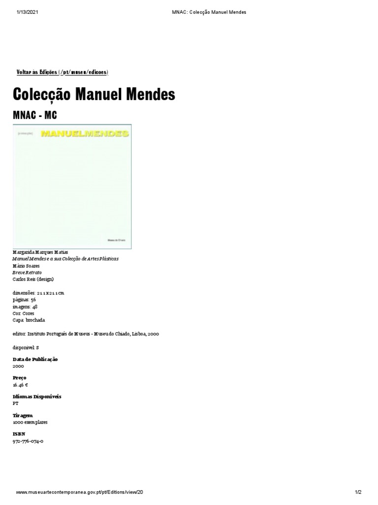 Coleção Manuel Mendes no MNAC | PDF | Museu | Portugal