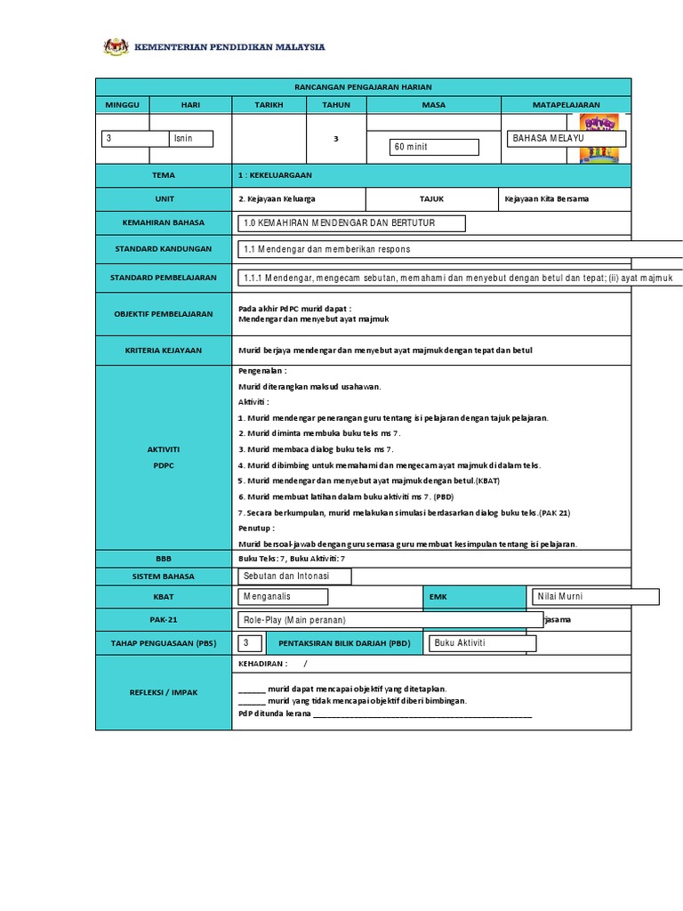 Contoh Rph Bm Kssr Tahun 3 Scribd - CarinasrPalmer