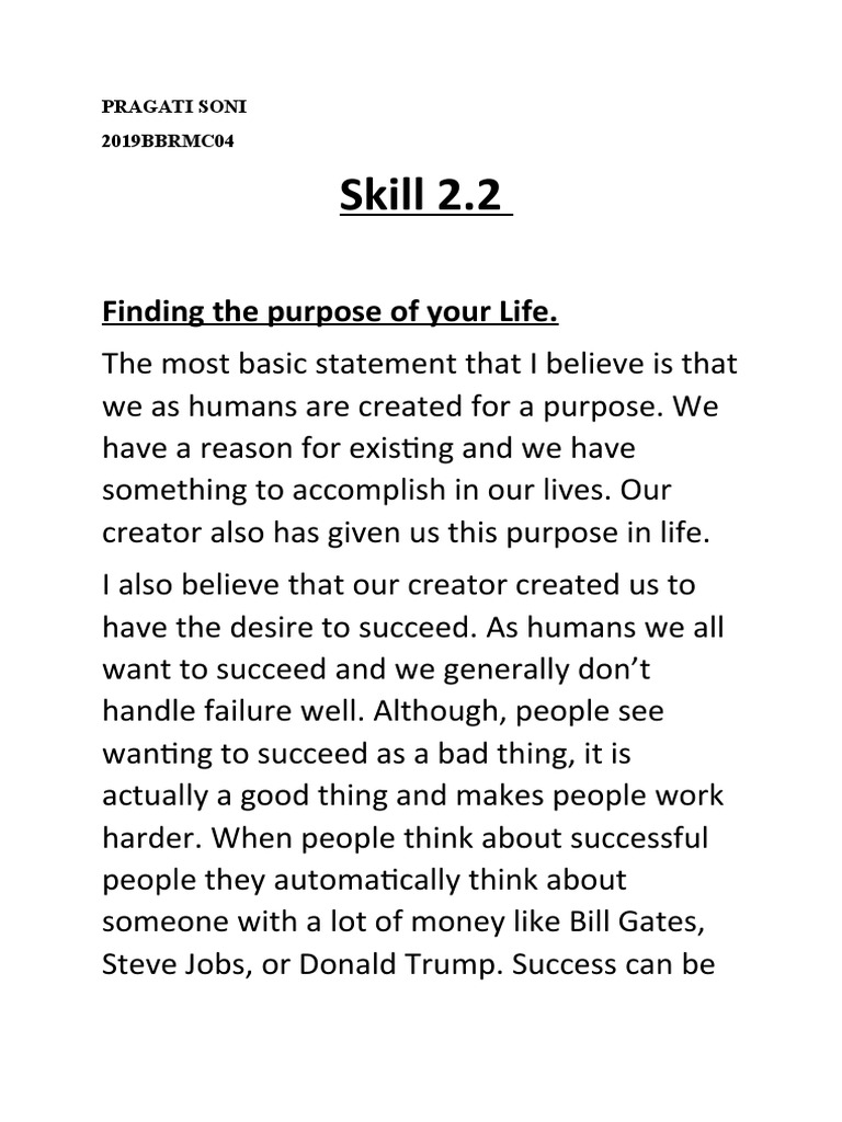 SKILL 1.2 Finding Purpose | PDF | Meaning Of Life | Reason