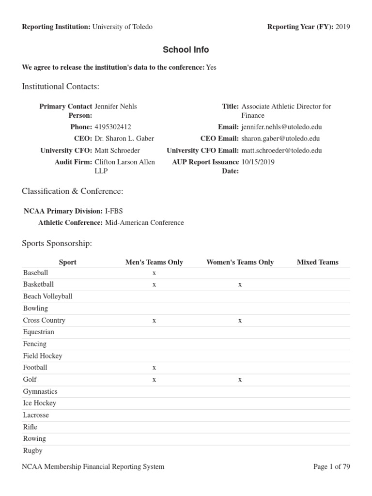 2018-2019 NCAA Financial Audit | PDF | National Collegiate Athletic ...