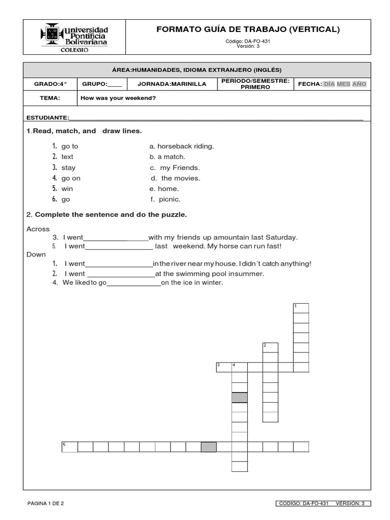 WORKSHEET - How Was Your Weekend | PDF