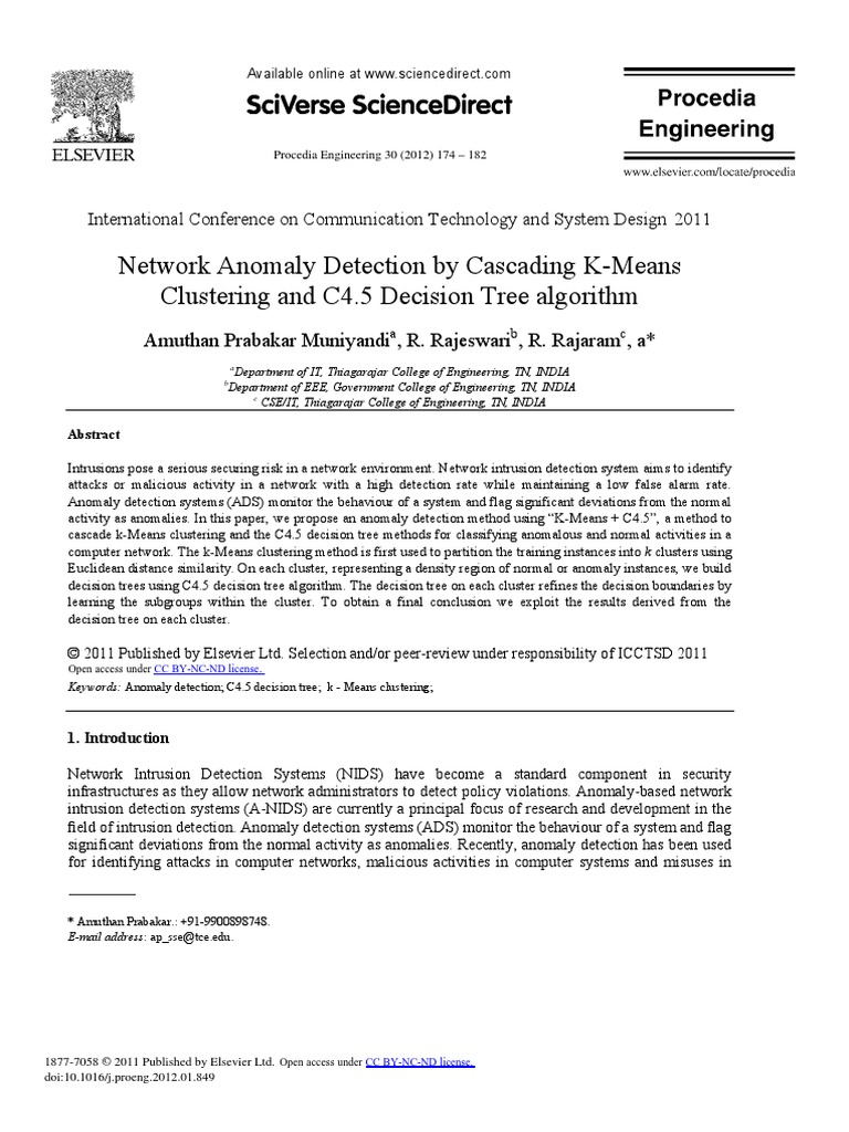 2012 Network Anomaly Detection by Cascading K-Means Clustering and C4.5 Decision Tree Algorithm ...
