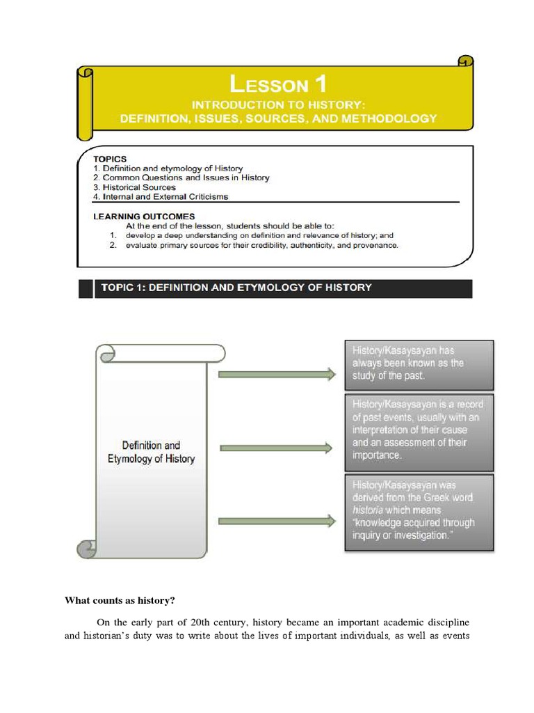 Lesson 1.1 and 1.2 | PDF | Historian | Historiography