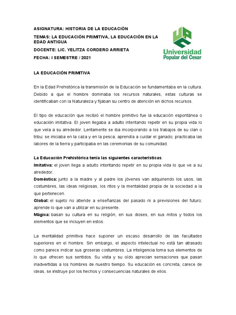 La Educacion Primitiva | PDF | Roma antigua | Antigua Grecia