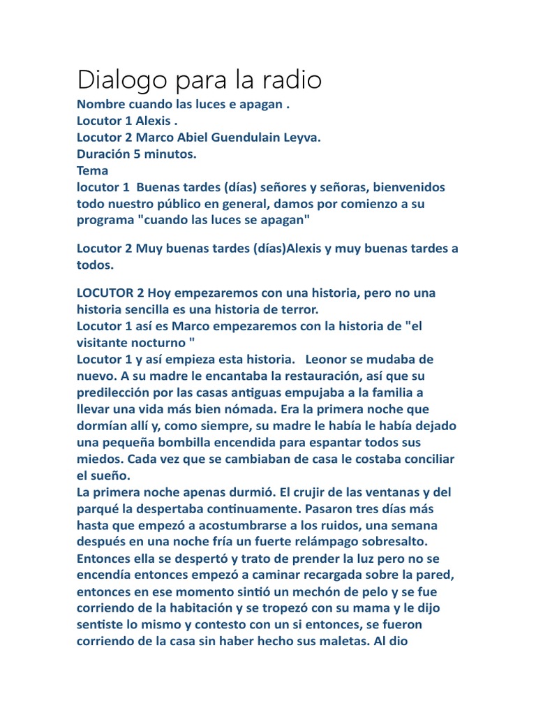 Dialogo para La Radio | PDF