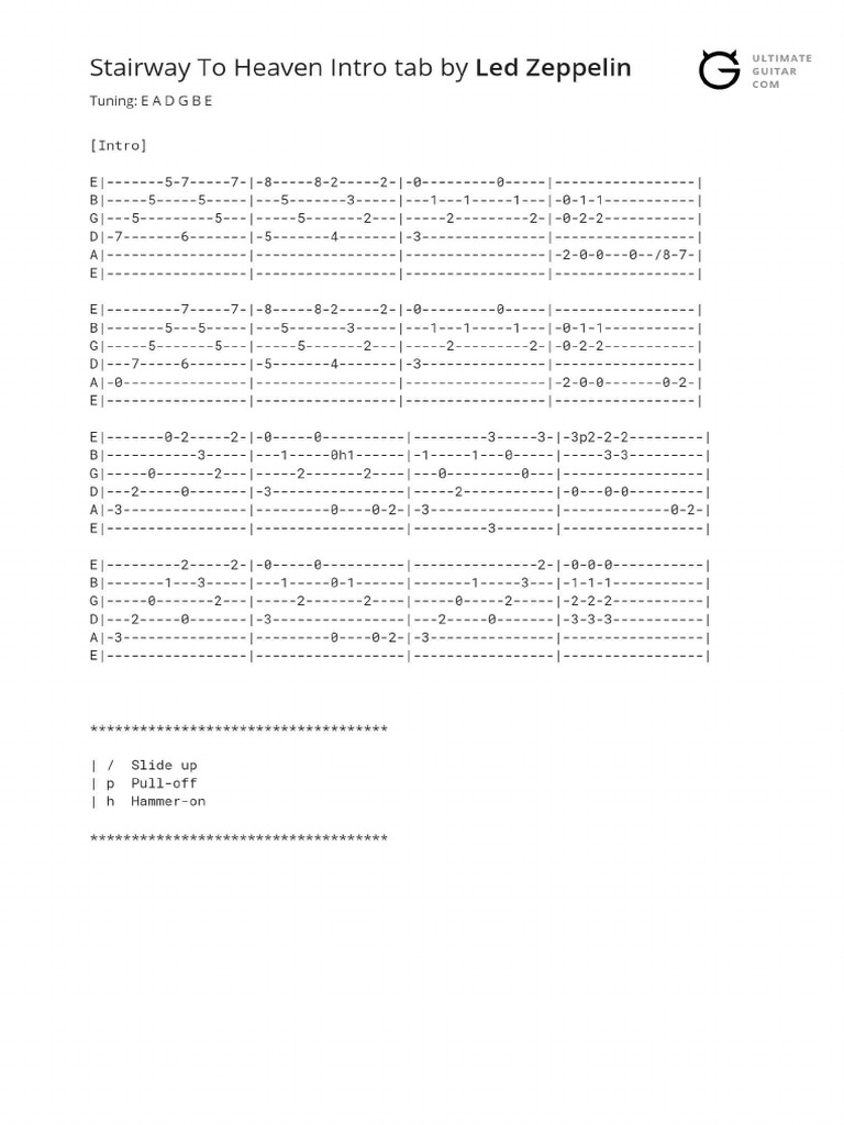 Stairway To Heaven Intro Tab | PDF