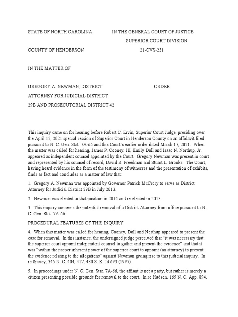 Newman Removal Proceeding Order | PDF | Double Jeopardy Clause ...