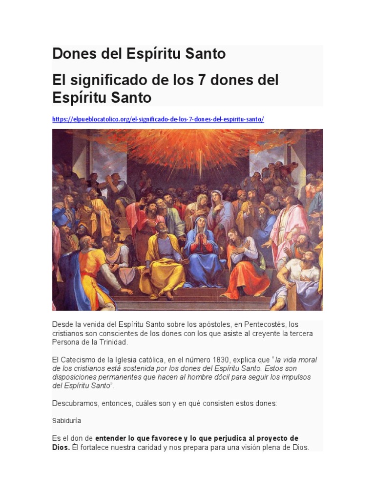 Los siete dones del Espíritu Santo: el don de temor de Dios | PDF ...