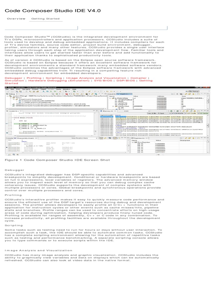 Code Composer Studio IDE V4.0: DSP Design Support | PDF | Integrated Development Environment ...