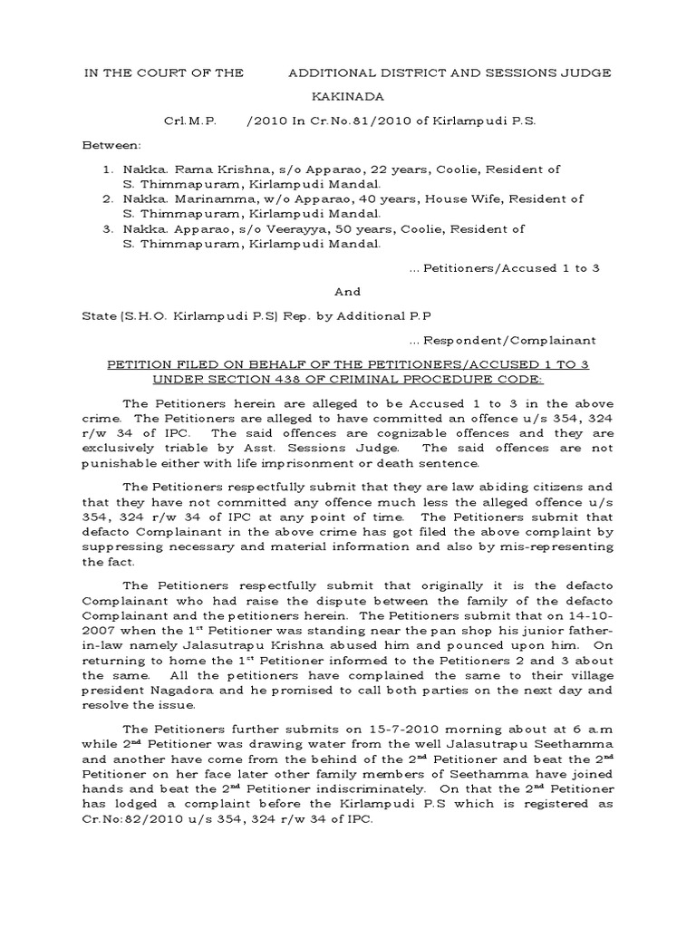 Anticipatory Bail Format | PDF | Bail | Crime & Violence