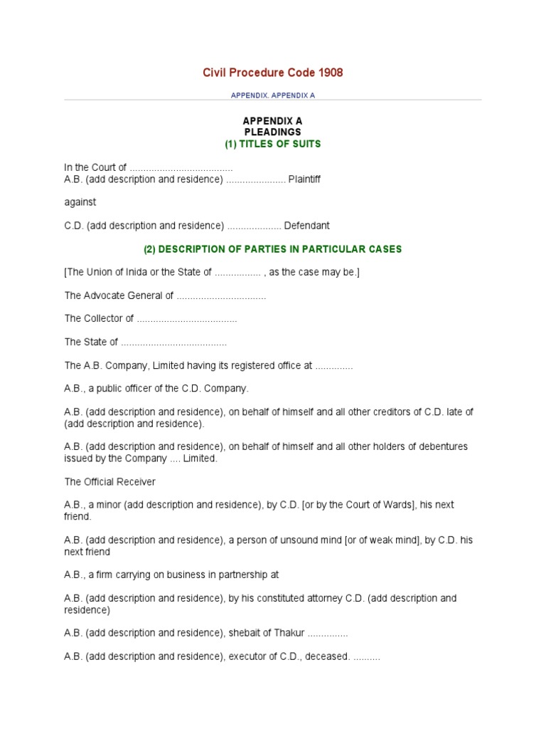 APPENDIX A Forms Pleadings 1 | PDF
