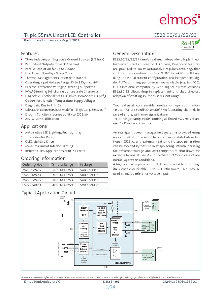 E522 90 91 92 93 - Elmos - Ds PDF | PDF | Electrostatic Discharge | Capacitor